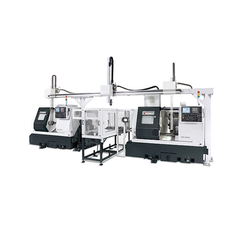 Goodway Gantry Loader serving 2 CNC Turning Machines - Ichi Seiki